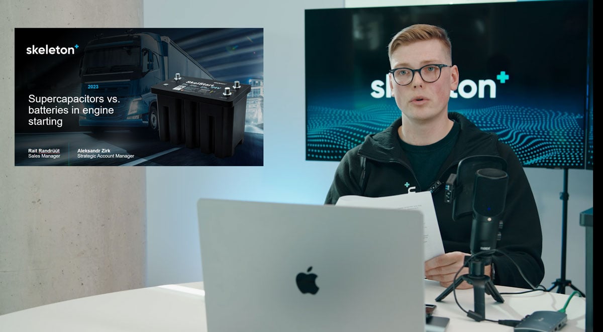 Skeleton webinar: Supercapacitors vs. batteries in engine starting